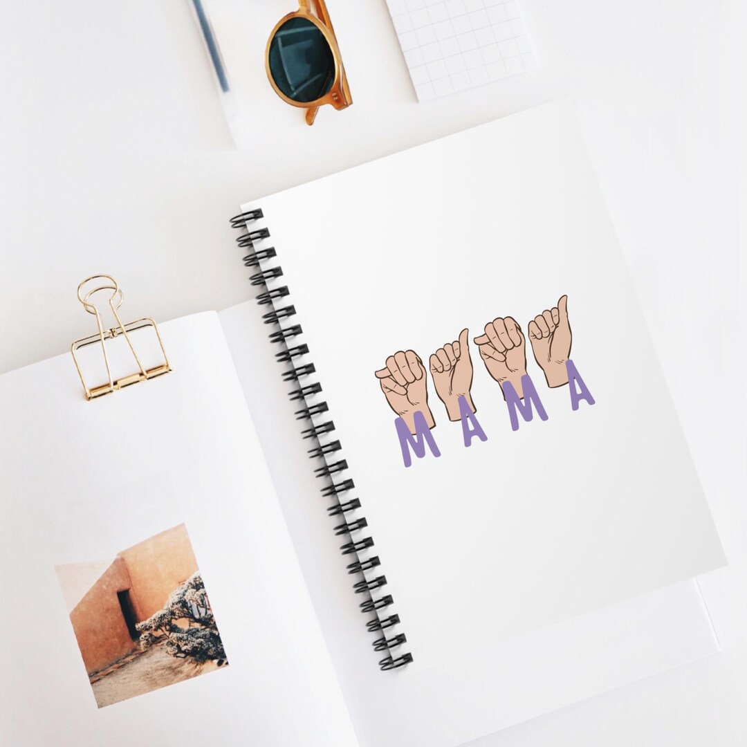 Spiral Notebook - Mama Sign Language ASL Finger Spelling - Ruled Line ...