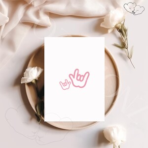 Sign Language ‘I Love You’ Pink or Blue Blank Cards, Asl ILY Card, New ...