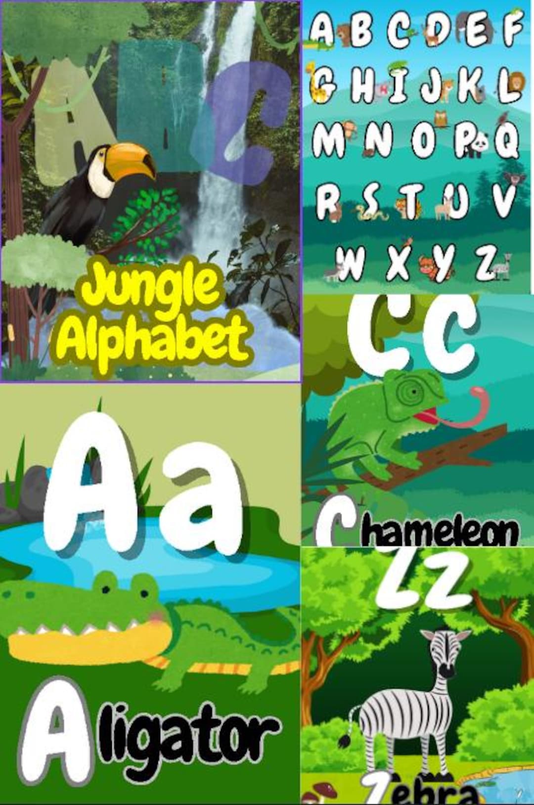 Alphabet Jungle Theme for Kids Printable - Etsy