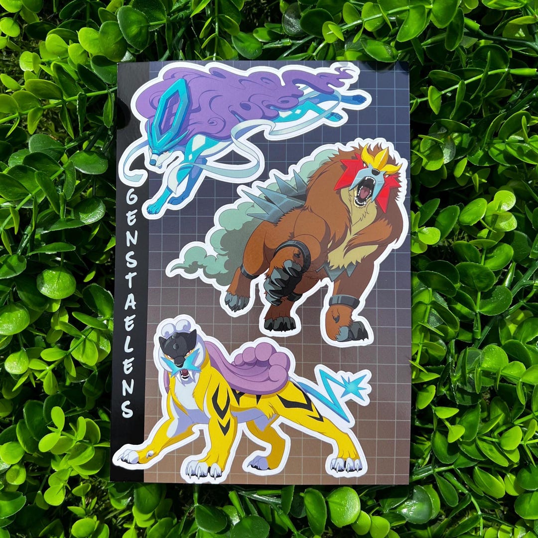 Legendary Beasts Suicune Entei Raikou Sticker Sheet - Etsy