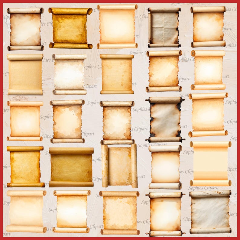 Watercolor Antique Parchment Scroll PNG Vintage Old Paper Clipart ...