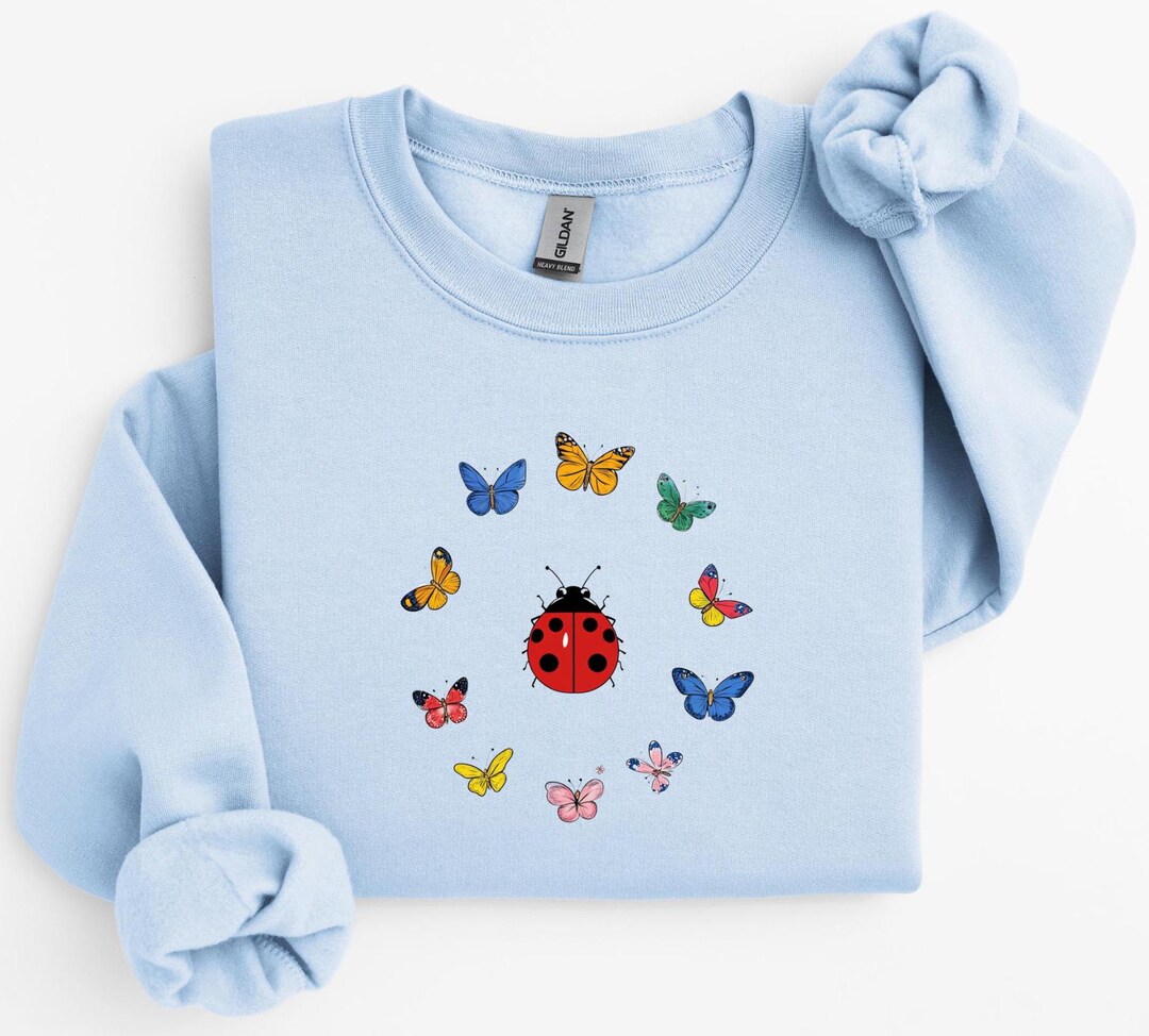 Beautiful Ladybug Flying Butterflies Sweatshirt Cute Ladybug Sweater ...