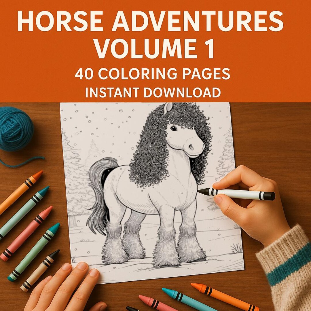 Horse Coloring Book for Kids – Volume 1 – 40 Printable Pages – Instant ...
