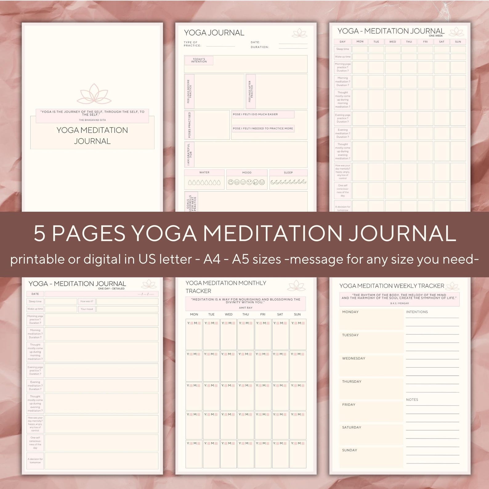 Yoga Meditation Deepening Journal: Weekly Reflection, Tracker (digital ...