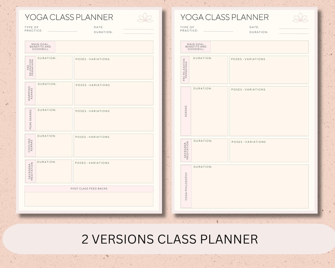 Printable Yoga Class Planner: Teacher Journal Template (digital ...