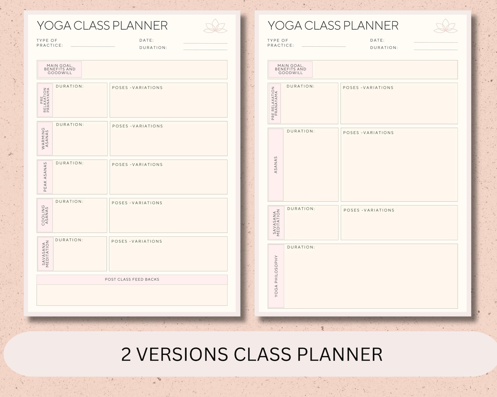 Printable Yoga Class Planner: Teacher Journal Template (digital ...