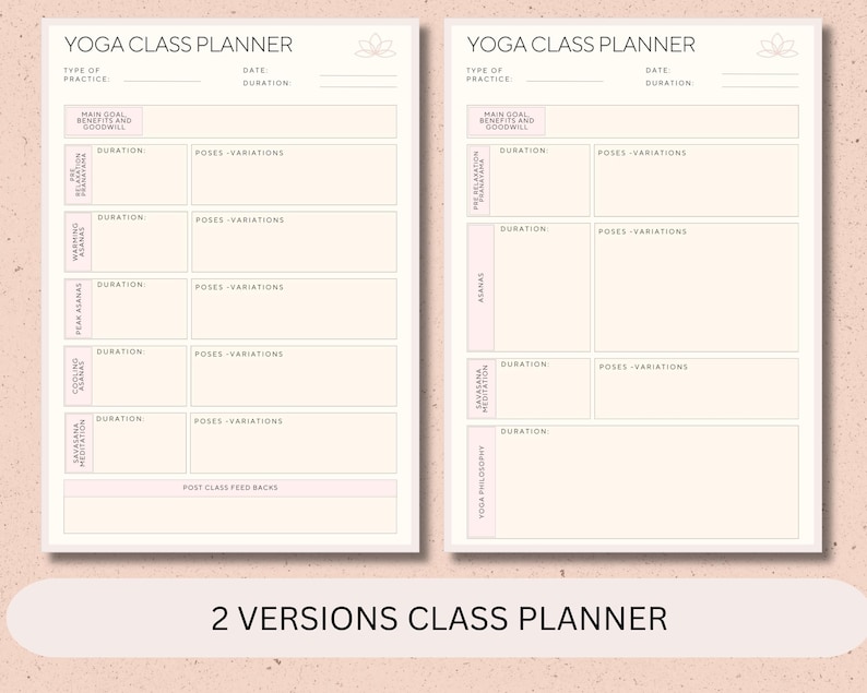 Printable Yoga Class Planner: Teacher Journal Template (digital Download) - Etsy
