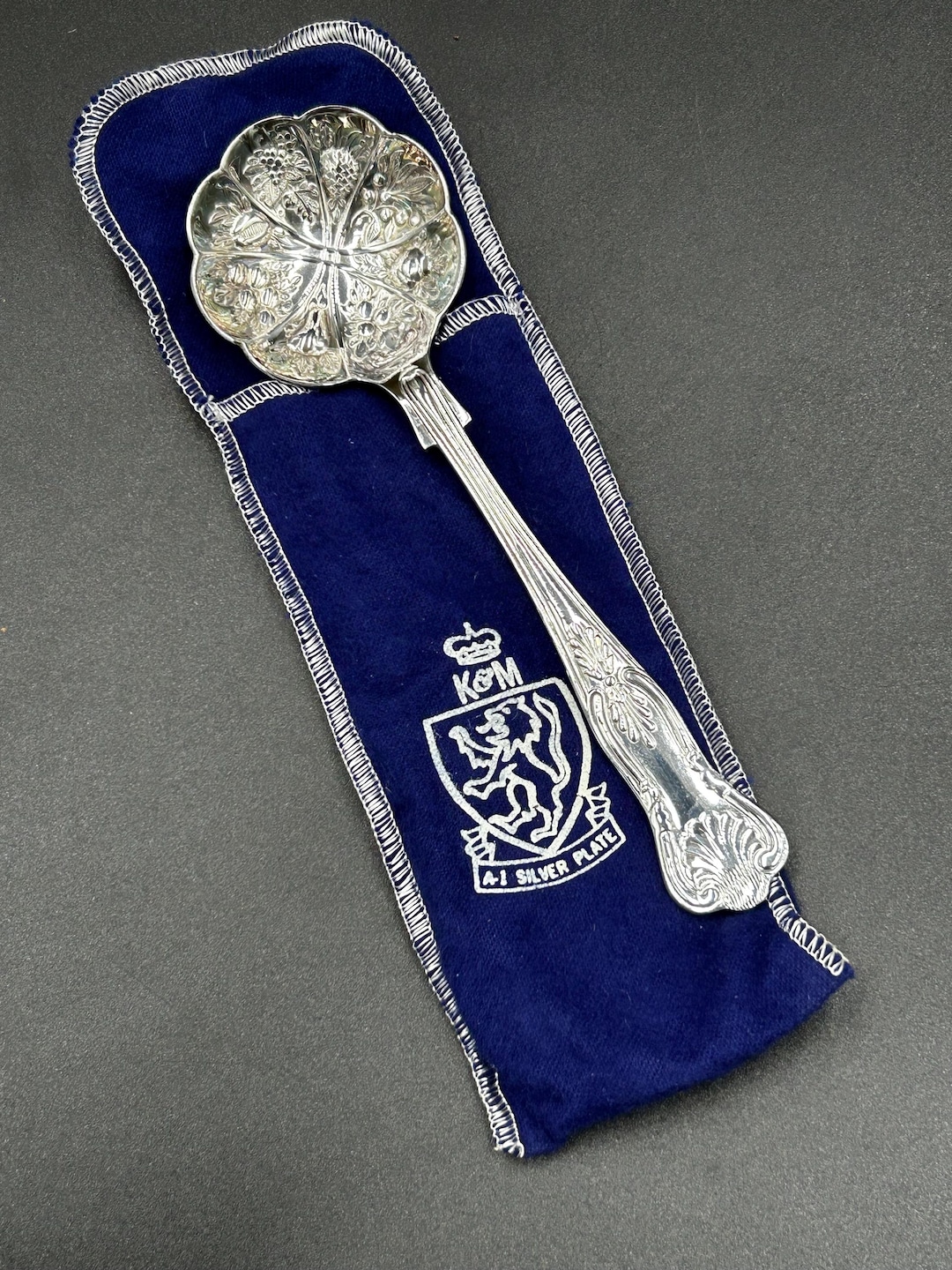Vintage K&M A-1 Silver Fruit Spoon Sheffield England With Original Bag ...