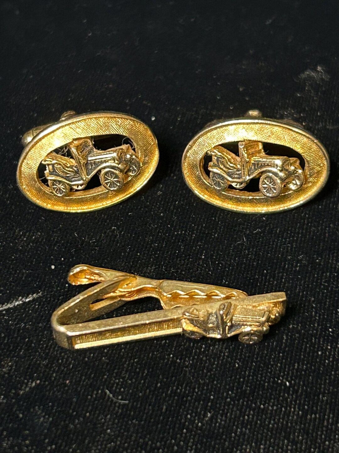 Vintage Shields Car Cufflinks and Tie Clip Set - Etsy