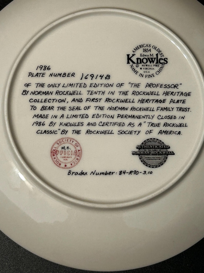 Vintage Norman Rockwell “the Professor” Plate - Etsy