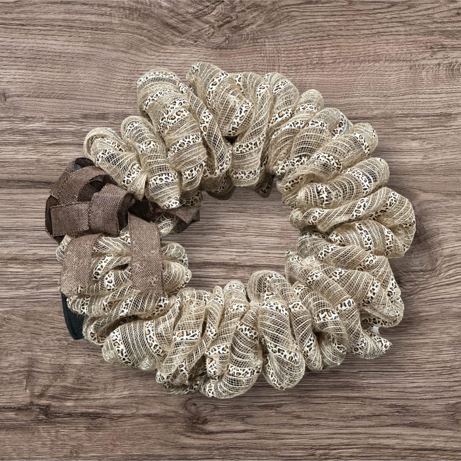 Burlap and Cheetah Wreath, Mesh Wreath With Burlap & Cheetah Print ...
