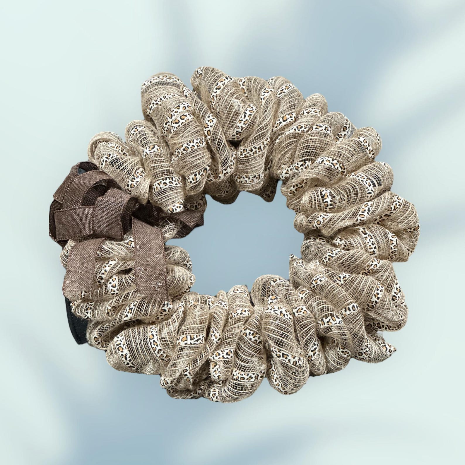 Burlap and Cheetah Wreath, Mesh Wreath With Burlap & Cheetah Print ...