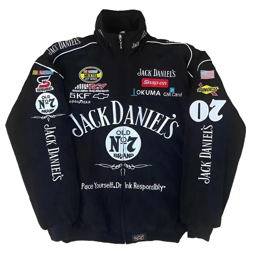 NASCAR Jack Daniels Jacket Vintage Design Moto Racing Y2k Style Sports ...