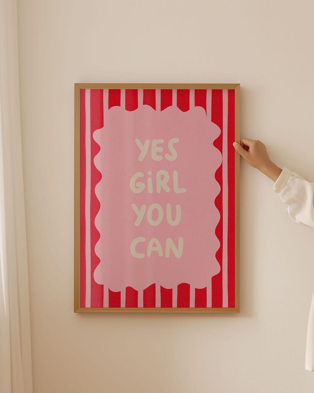 Yes Girl You Can Poster, Girly Wall Art Pink Preppy Room Decor ...