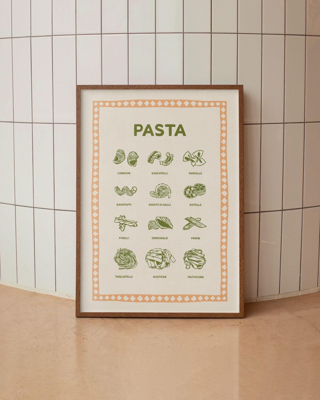 Pasta Guide Poster, Pasta Night Print, Pasta Types Print, Italian Food ...