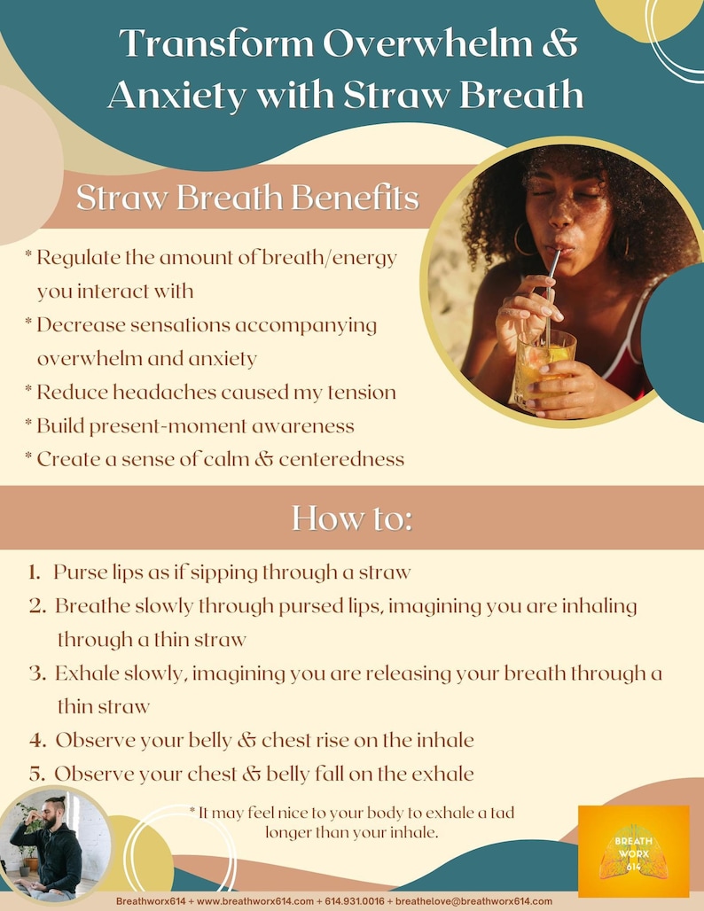 Straw Breathing Technique Poster: Anxiety & Overwhelm Relief (PDF) - Etsy