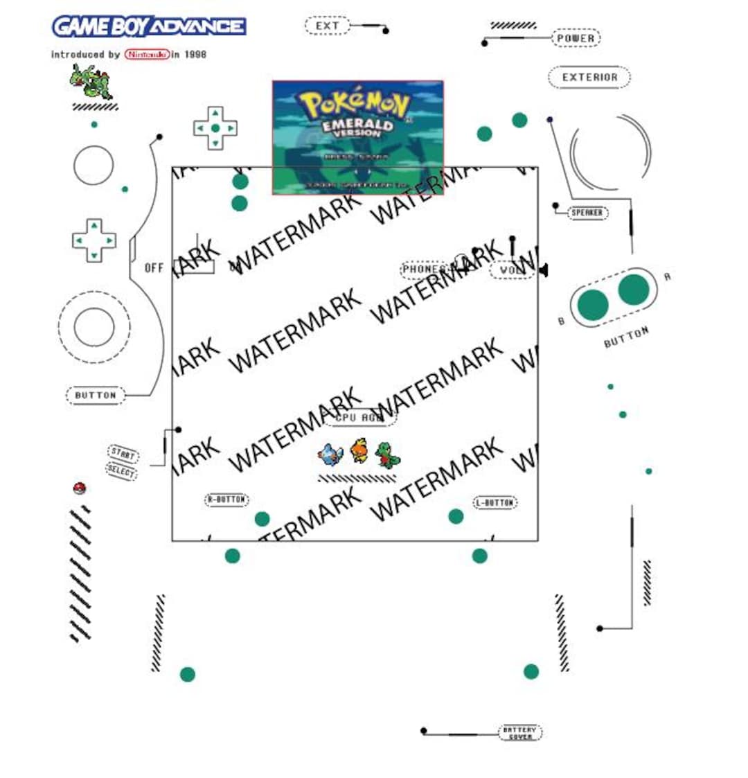 Gameboy Advance Portrait Template Pokemon Emerald - Etsy