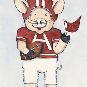Arkansas Razorback Football "piggie" - 9x12" Watercolor Fine Art Print ...