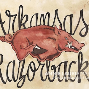 Arkansas Razorback - 11x14" Watercolor Print - Etsy