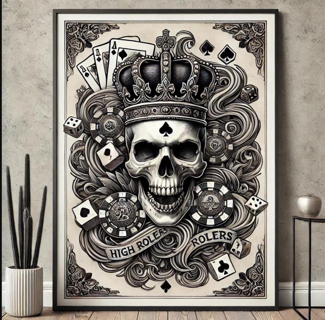 Life is a Gamble Digital Print Vintage Skeleton Gambling Skull Art for ...