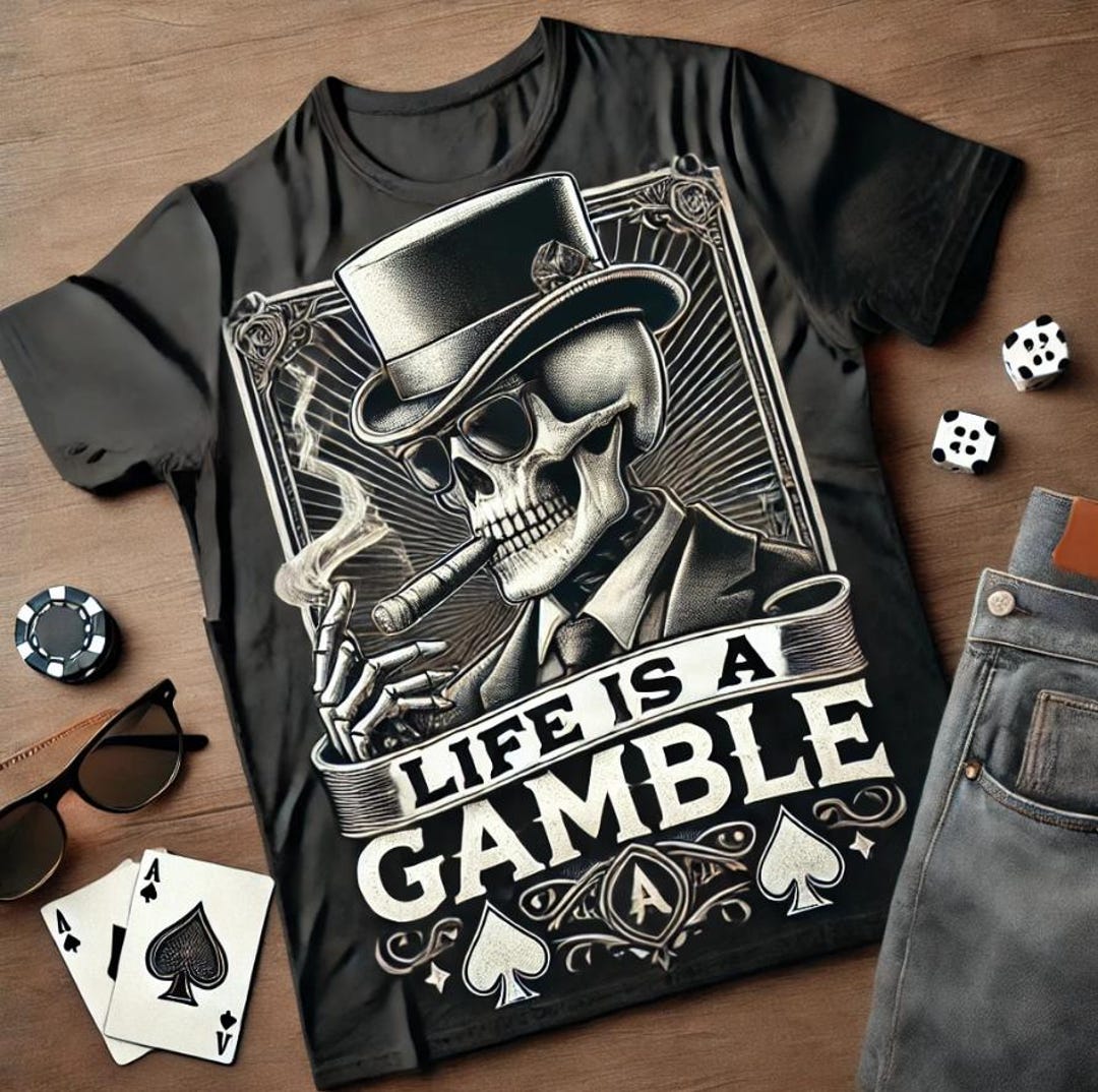 Life is a Gamble Skeleton Art Print High Roller Skull Design for ...