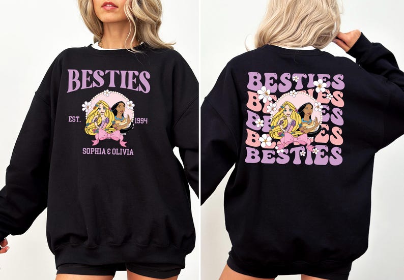 Disney Custom Besties Shirt, Elsa & Anna Sisters T-shirt, Matching ...