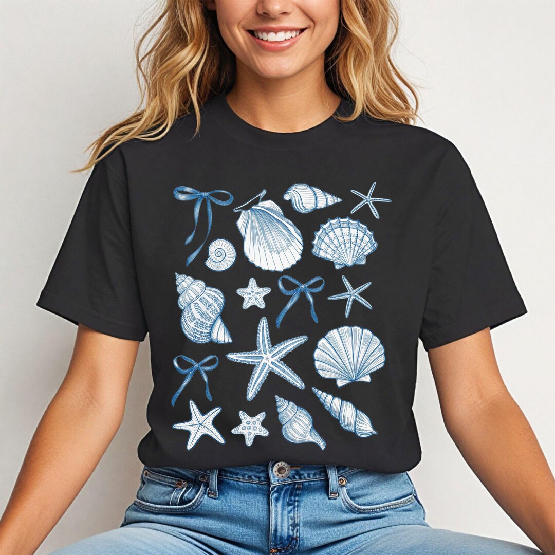 Summer Sea Shells Tee, Ocean Beach Vibes Shirt, Coquette Summer ...