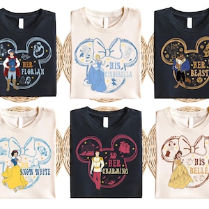 Princess and Prince All Character Shirt, Disney His & Her Matching ...