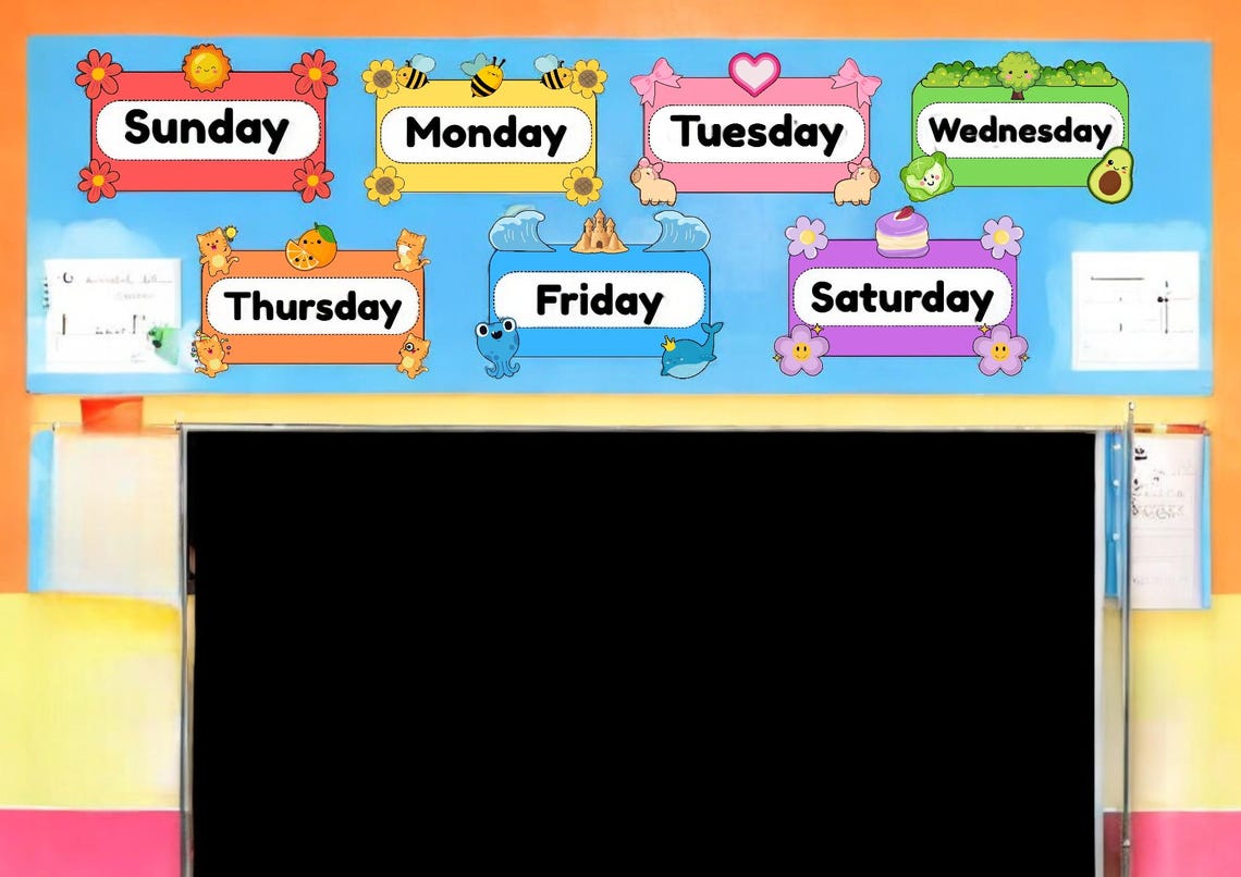 Cute Days & Months Decor Pack | 2D and 3D Wall and Bulletin Board Kit ...