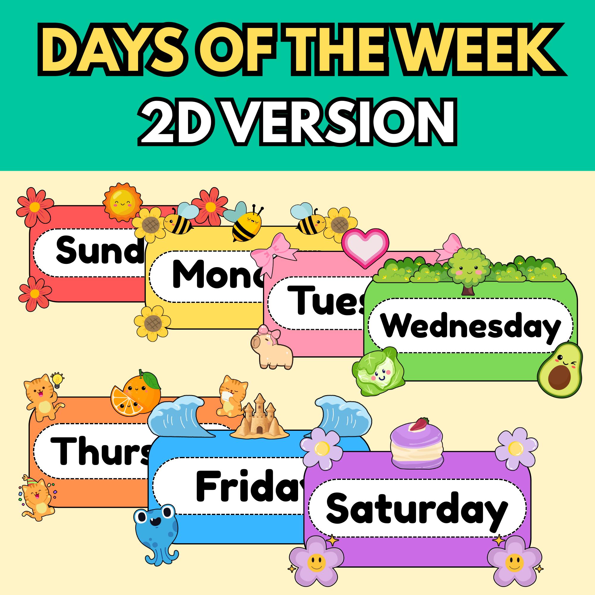 Cute Days & Months Decor Pack | 2D and 3D Wall and Bulletin Board Kit ...