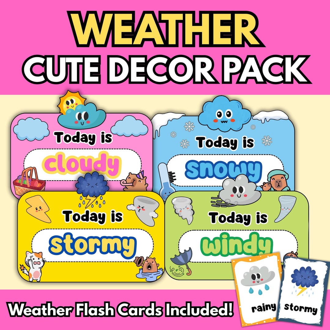 Weather Classroom Decor Pack | Wall Andbulletin Decor & Flashcards - Etsy