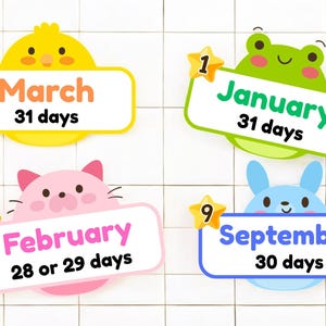 Cute Days & Months Decor Pack | 2D and 3D Wall and Bulletin Board Kit ...
