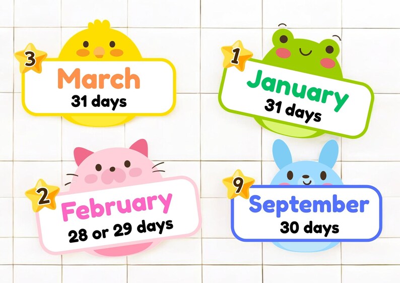 Cute Days & Months Decor Pack | 2D and 3D Wall and Bulletin Board Kit ...