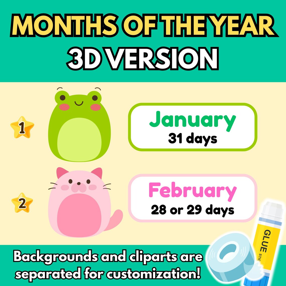 Cute Days & Months Decor Pack | 2D and 3D Wall and Bulletin Board Kit ...