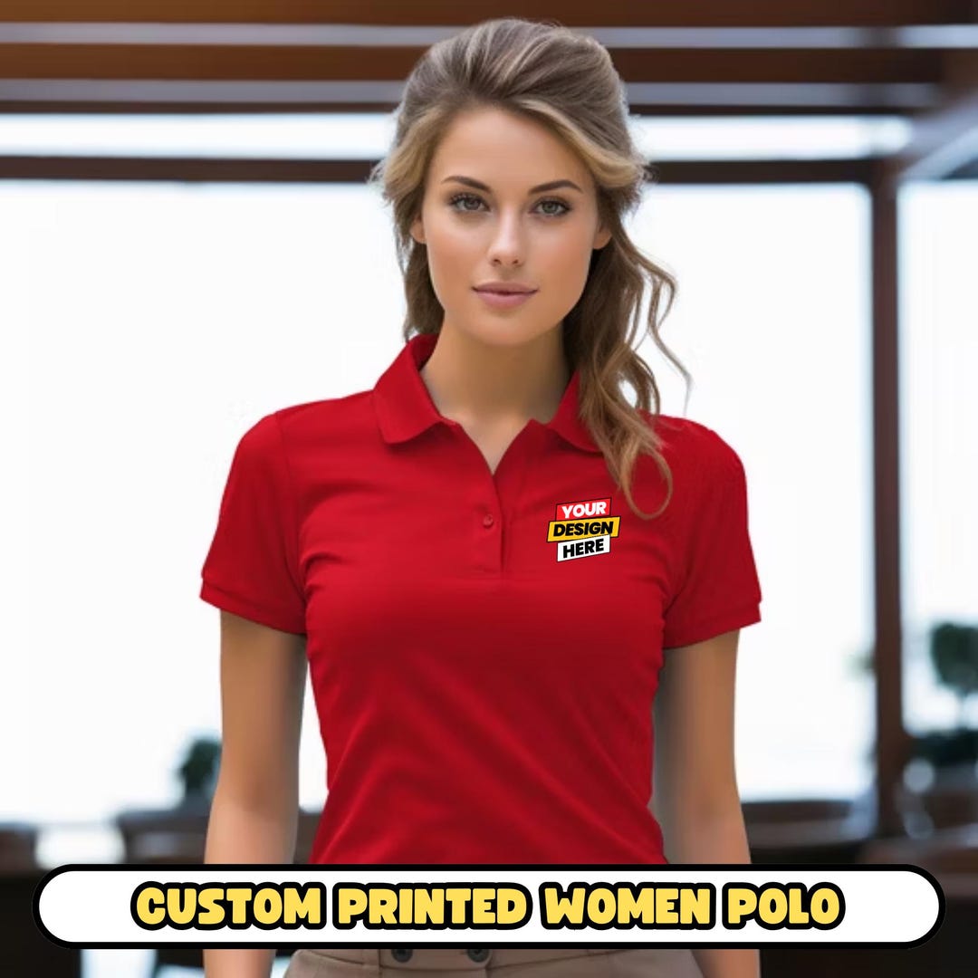 Personalized Women Office Polos, Custom Logo Text Design Polo Tshirts ...