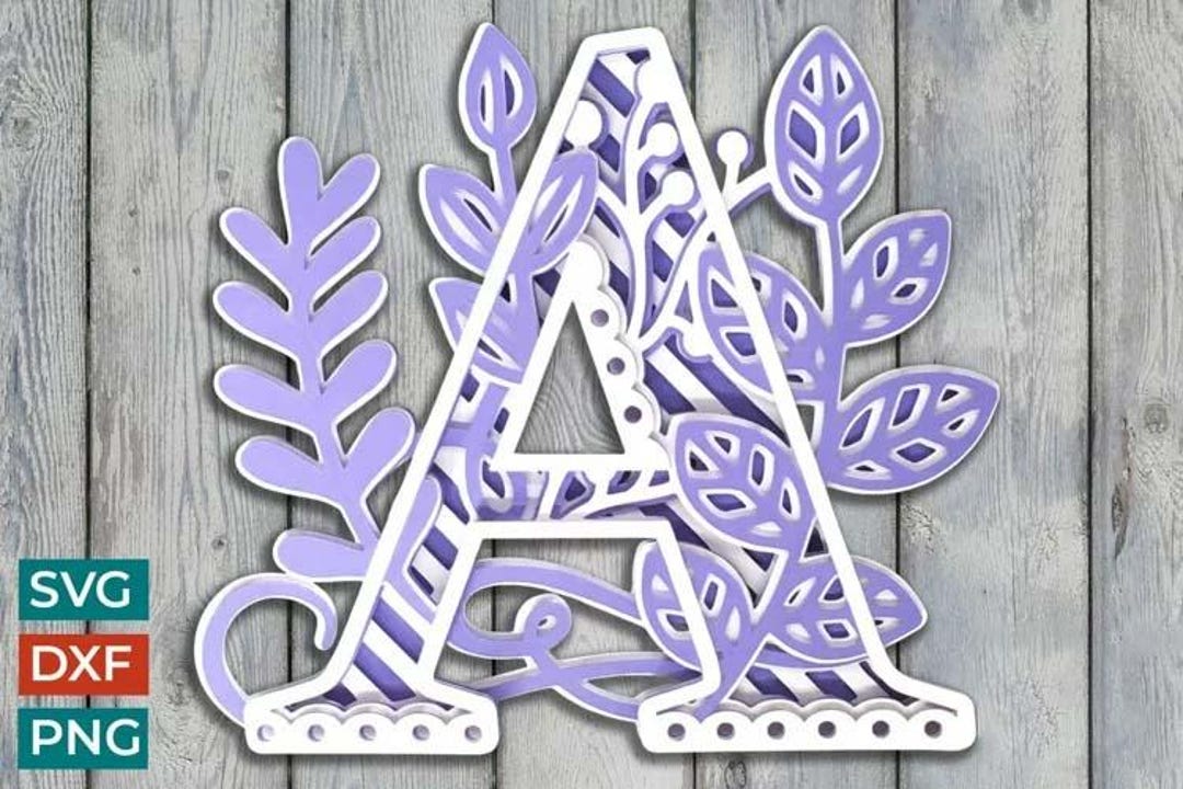 Letter A Layered SVG, 3D Alphabet Cut File, Monogram Letter A Design ...