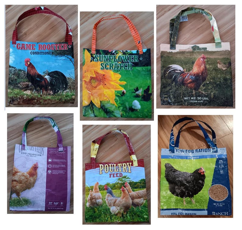 Chicken Rooster Part 2 Many to Choose From - Feed Bag Recycled Upcycle ...