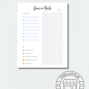 Year in Pixels Mood Tracker - Daily Mood Chart, Printable Mental Health ...