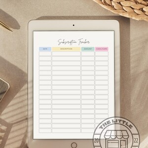 Printable Subscription Tracker - Expense Management Template, Budget ...