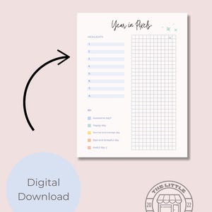Year in Pixels Mood Tracker - Daily Mood Chart, Printable Mental Health ...