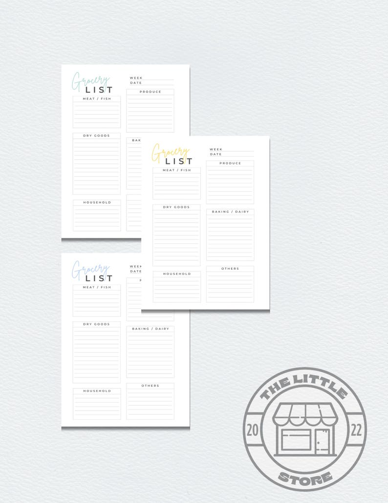 Printable Grocery List Template - Weekly Shopping Planner, Meal Prep ...