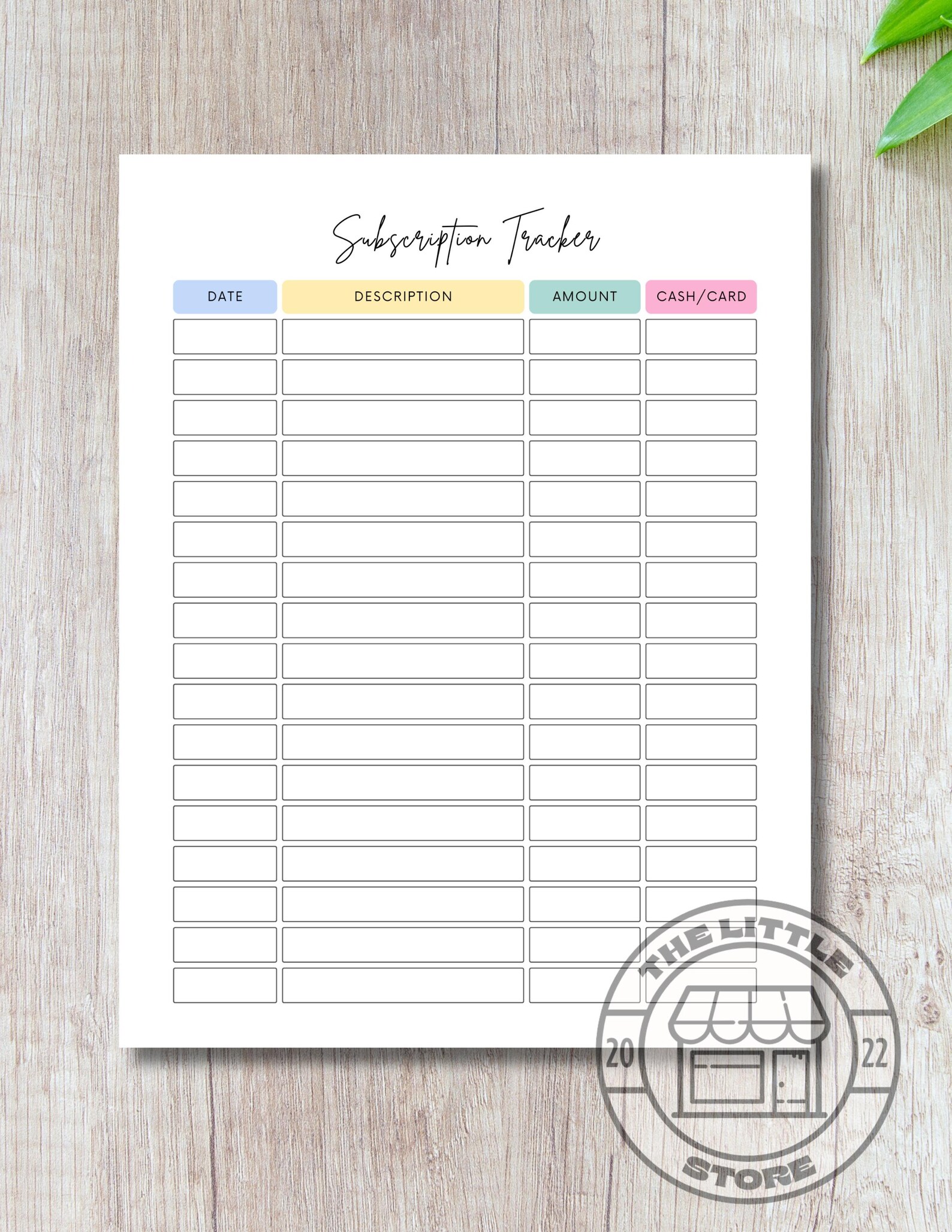 Printable Subscription Tracker - Expense Management Template, Budget ...