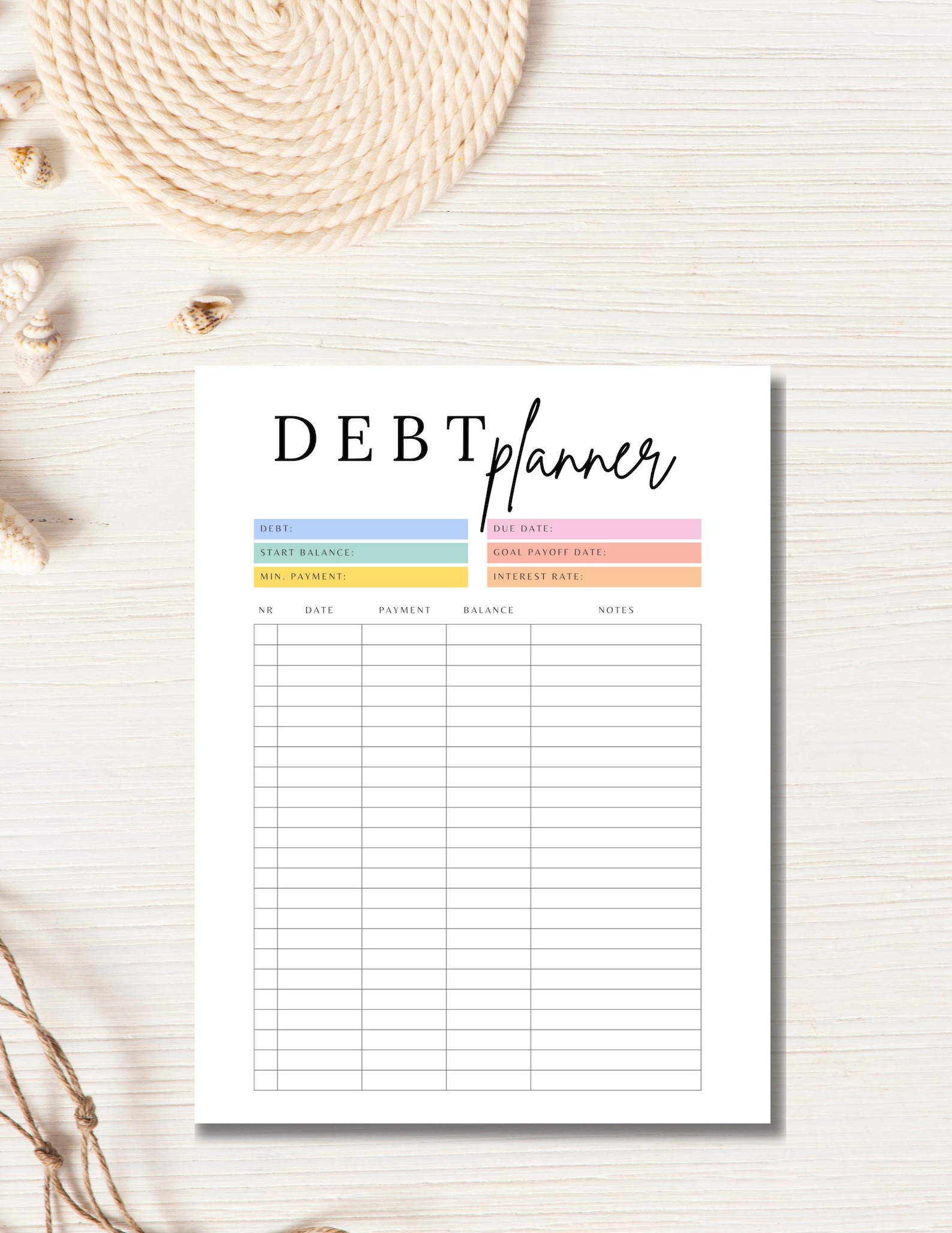 Printable Debt Planner - Debt Payoff Tracker, Budget Management ...