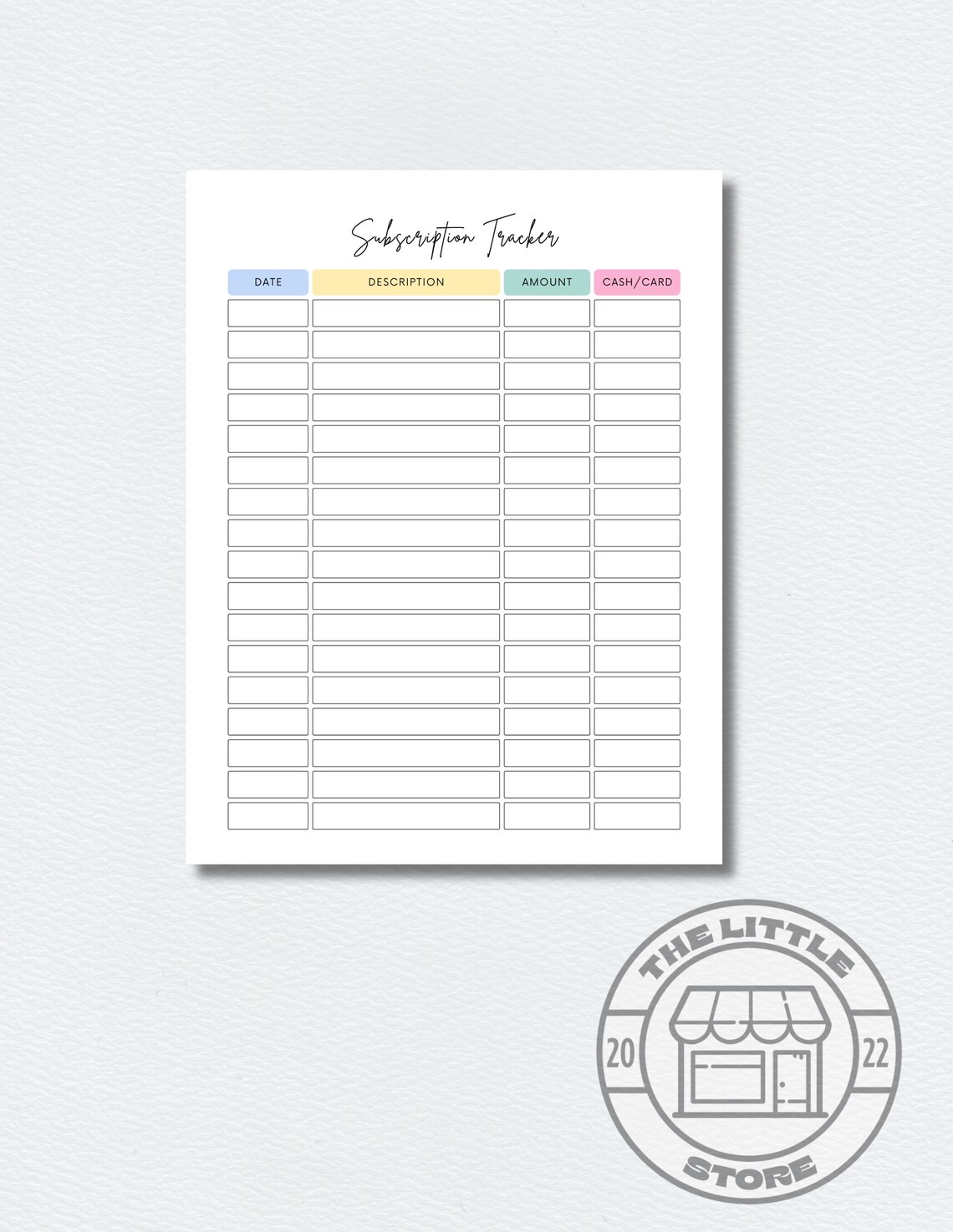 Printable Subscription Tracker - Expense Management Template, Budget ...