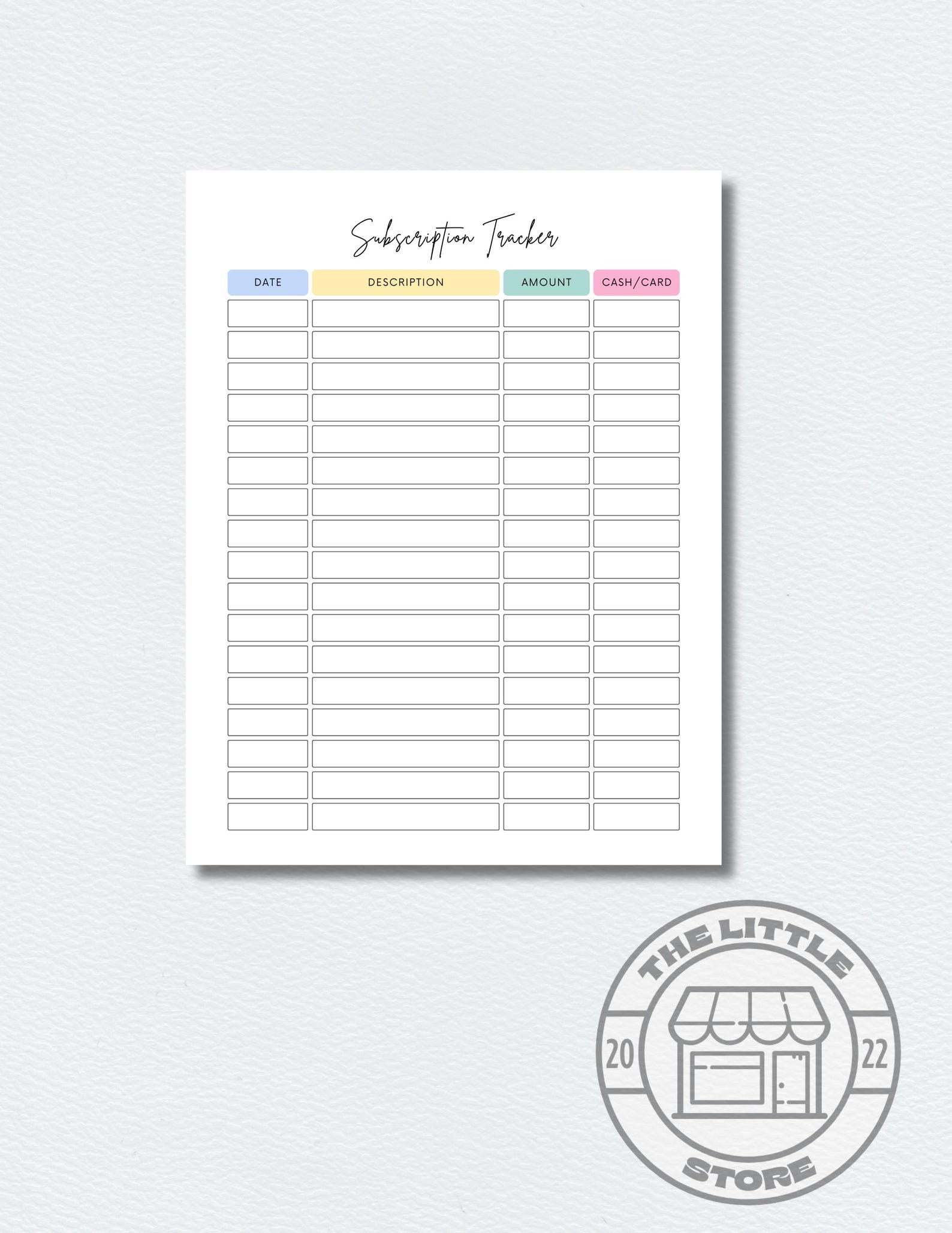Printable Subscription Tracker - Expense Management Template, Budget ...