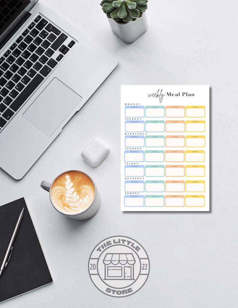 Weekly Meal Planner Printable - Meal Prep & Snack Organizer Template ...