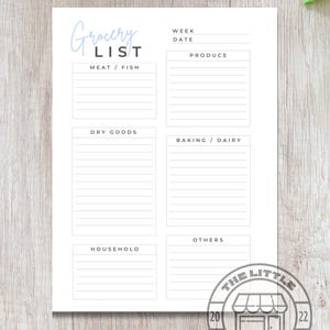 Printable Grocery List Template - Weekly Shopping Planner, Meal Prep ...