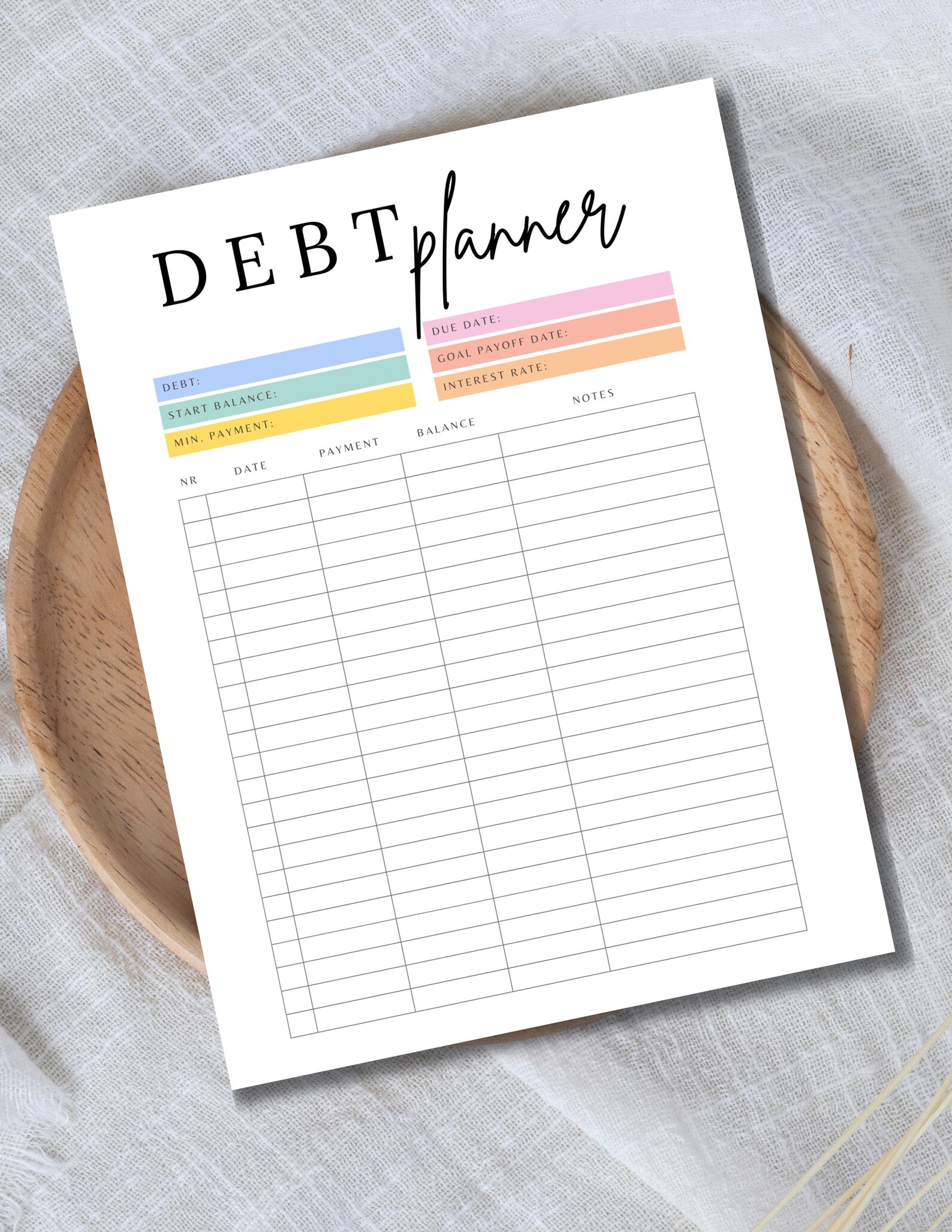 Printable Debt Planner - Debt Payoff Tracker, Budget Management ...