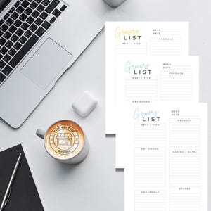 Printable Grocery List Template - Weekly Shopping Planner, Meal Prep ...
