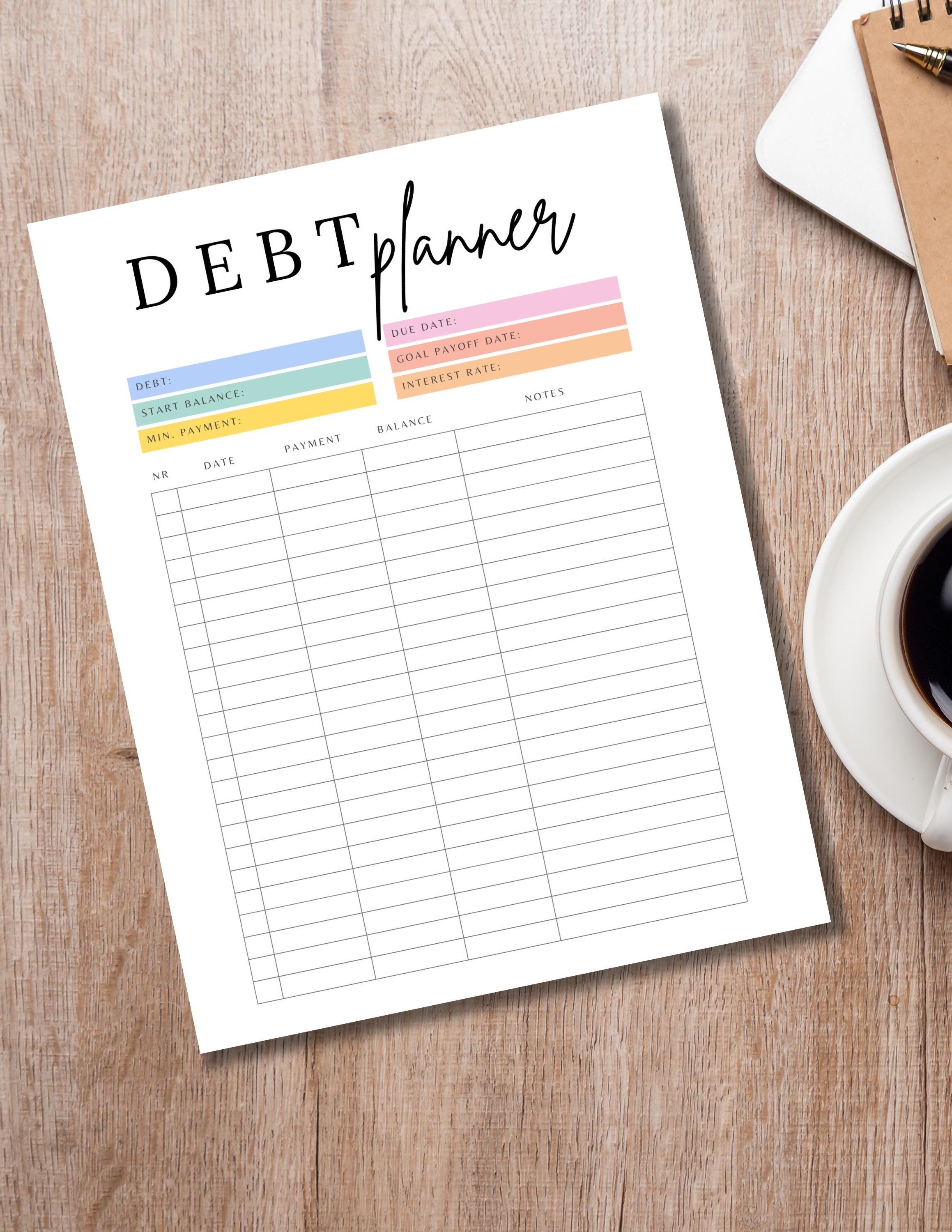 Printable Debt Planner - Debt Payoff Tracker, Budget Management ...